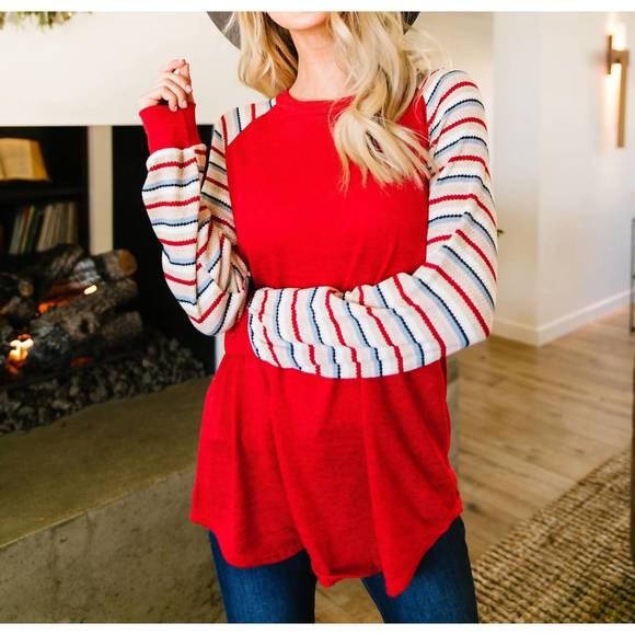 AVE SHOPS | Tops | New Ave Shops Raglan Top In Well Red | Poshmark